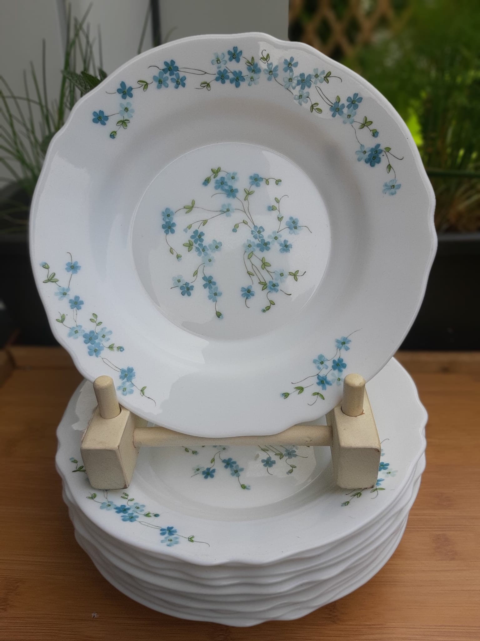 Deep Plates ARCOPAL Blue Flower Pattern Veronica Forget-me-not 70s Made ...