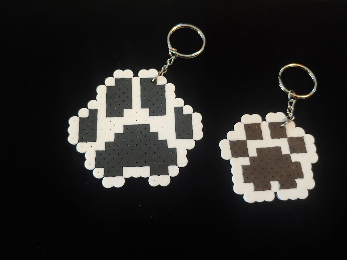 Homemade Perler Bead Pawprint Keychains Small Size - Etsy