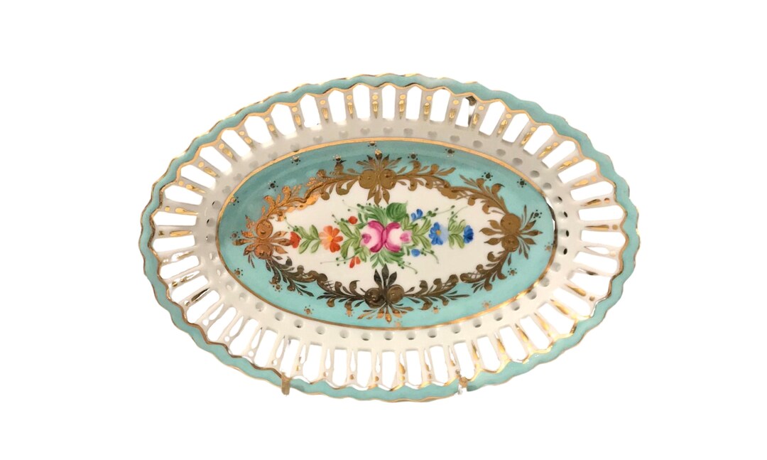 Roselle OCC & Co Staffordshire England Trinket Candy Dish 7.25 X 4 7/8 ...