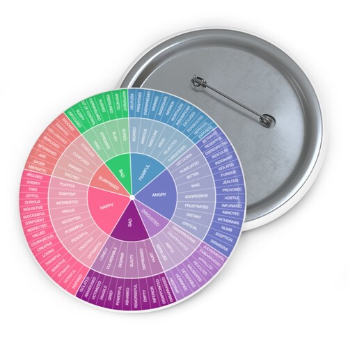 Feelings Wheel Pin Emotions Wheel Mental Health Pin Therapy - Etsy