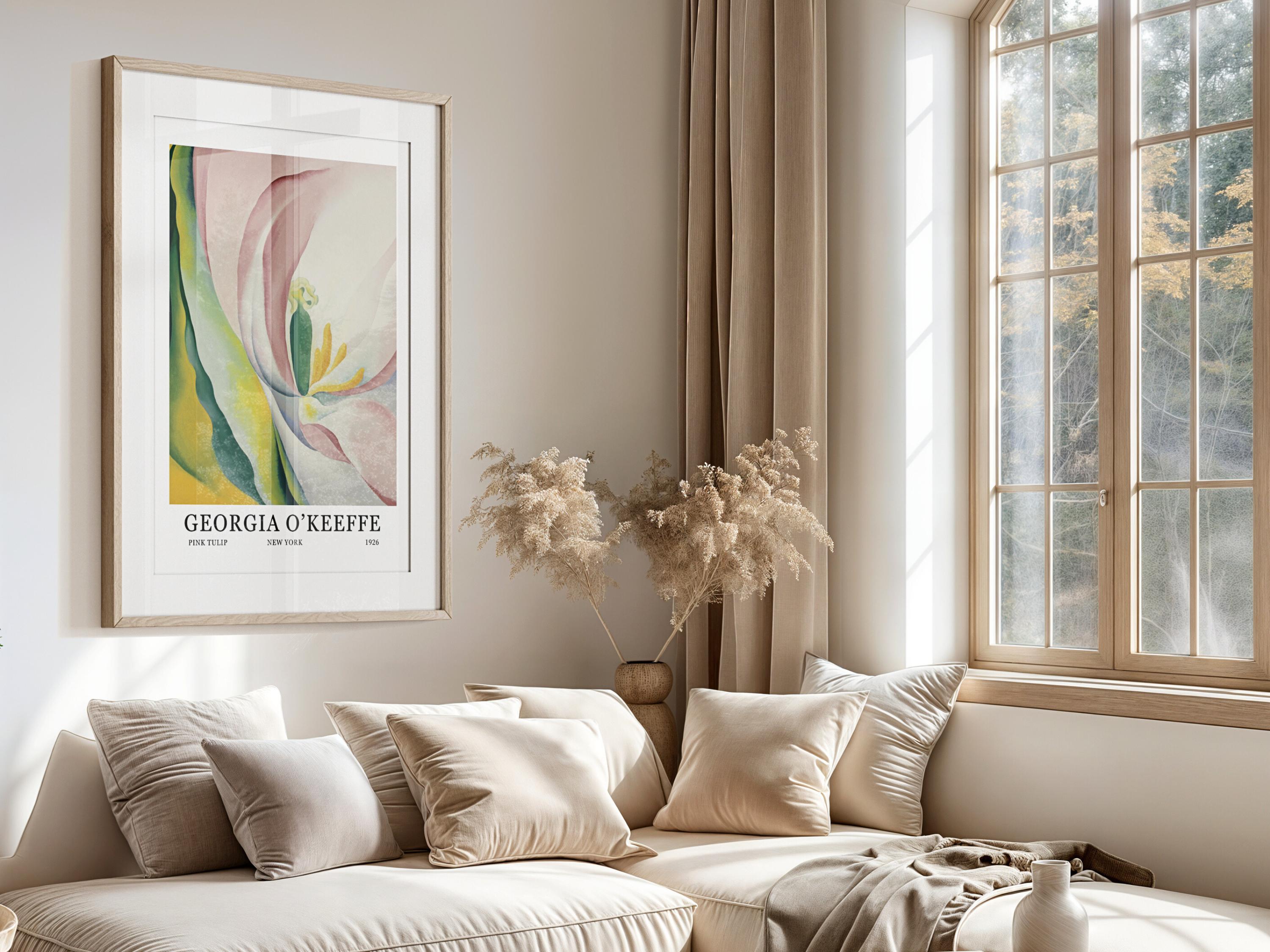 Georgia O’keeffe Exhibition Poster,pink Tulip Art,contemporary Art ...