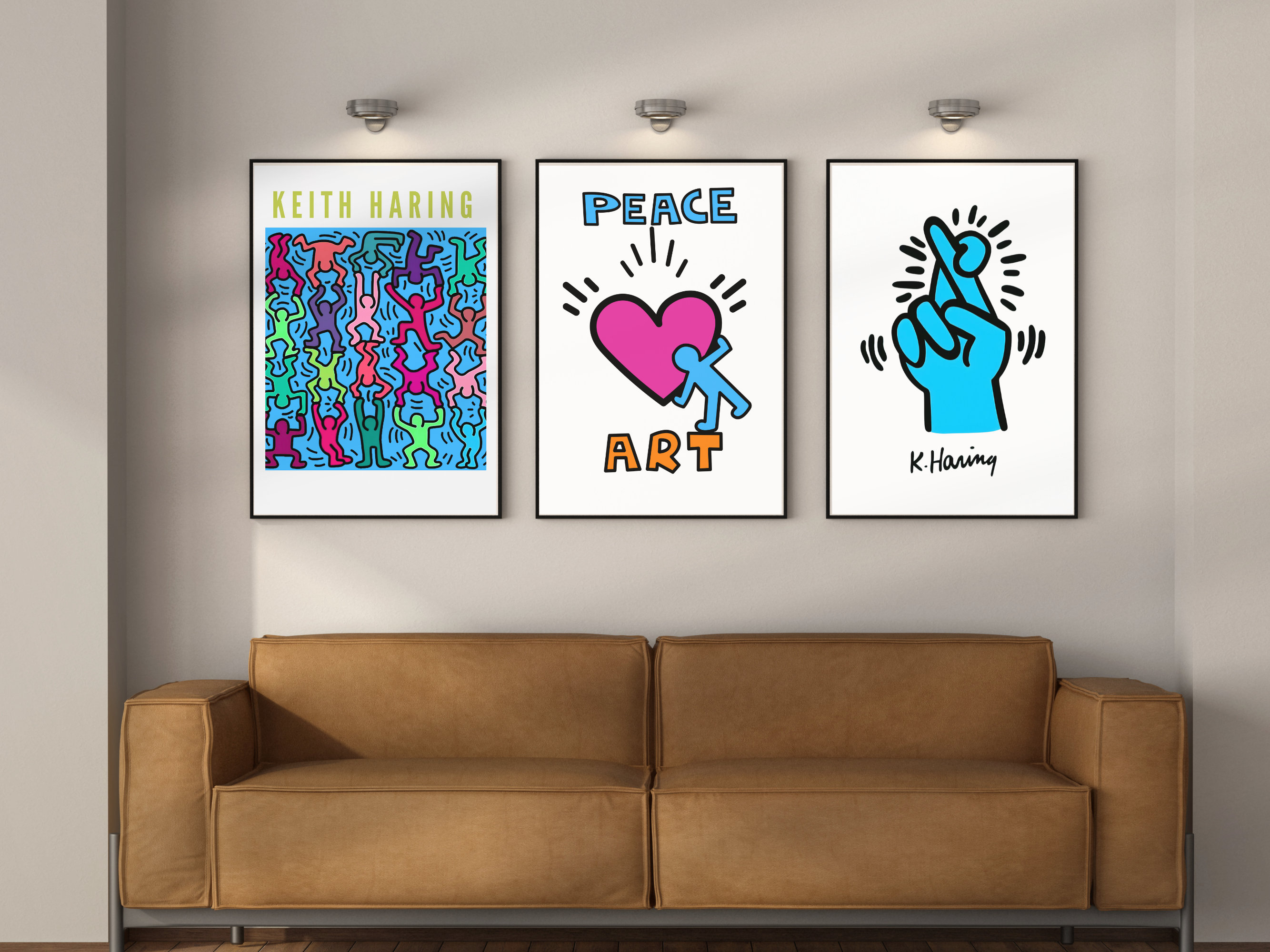 Keith Haring Art, Keith Haring Colorful Print, Graffiti Wall Art, 3 ...