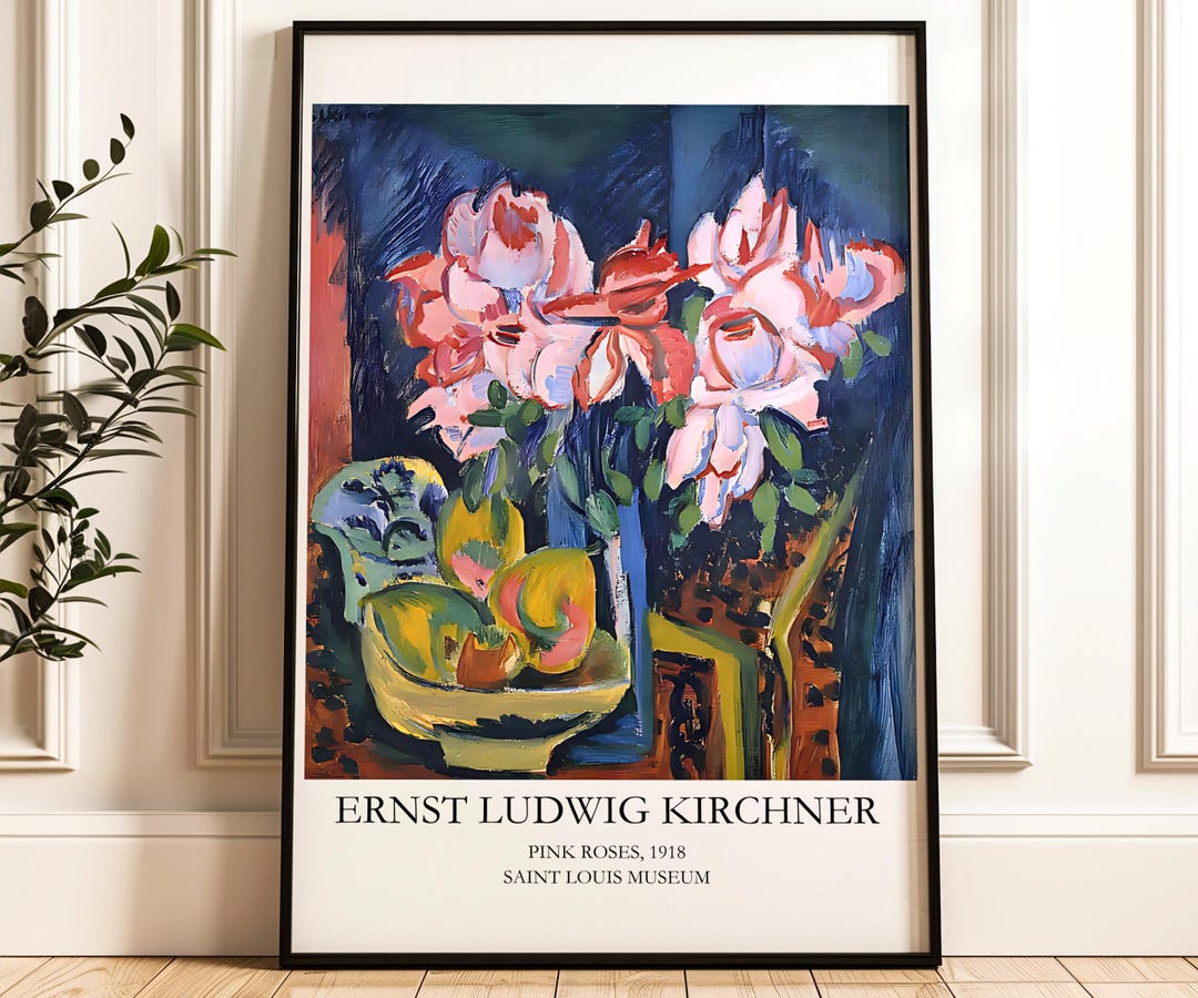 Ernst Ludwig Kirchner Poster: Pink Rose Botanical Art (digital Download ...