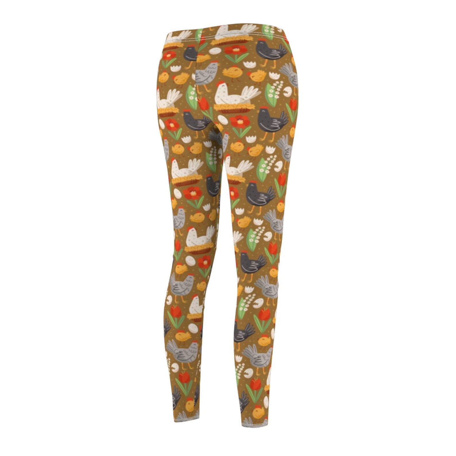 Cute Chicken and Egg Casual Leggings, Chicken Pattern Pants, Cutesy ...