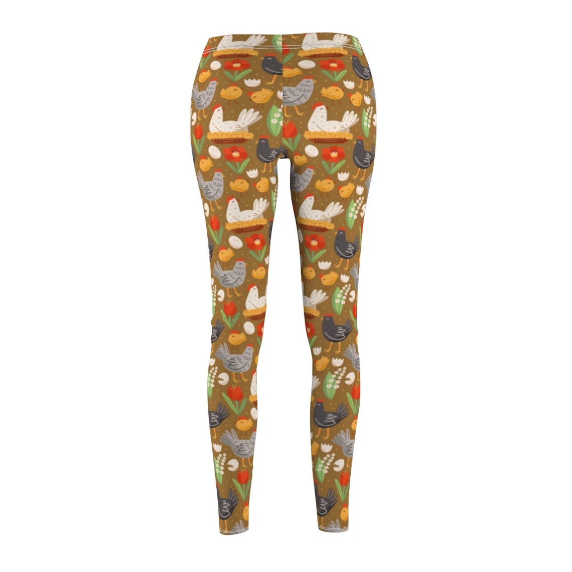 Cute Chicken and Egg Casual Leggings, Chicken Pattern Pants, Cutesy ...