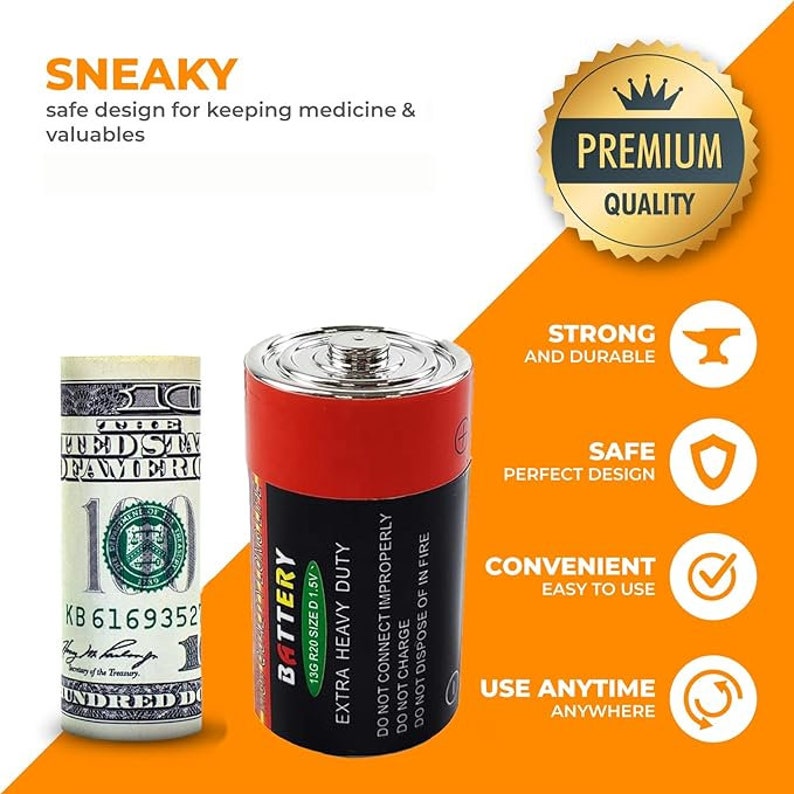 Fake D Battery Safe 2 Pack Realistic Looking Batteries for Hiding Money ...
