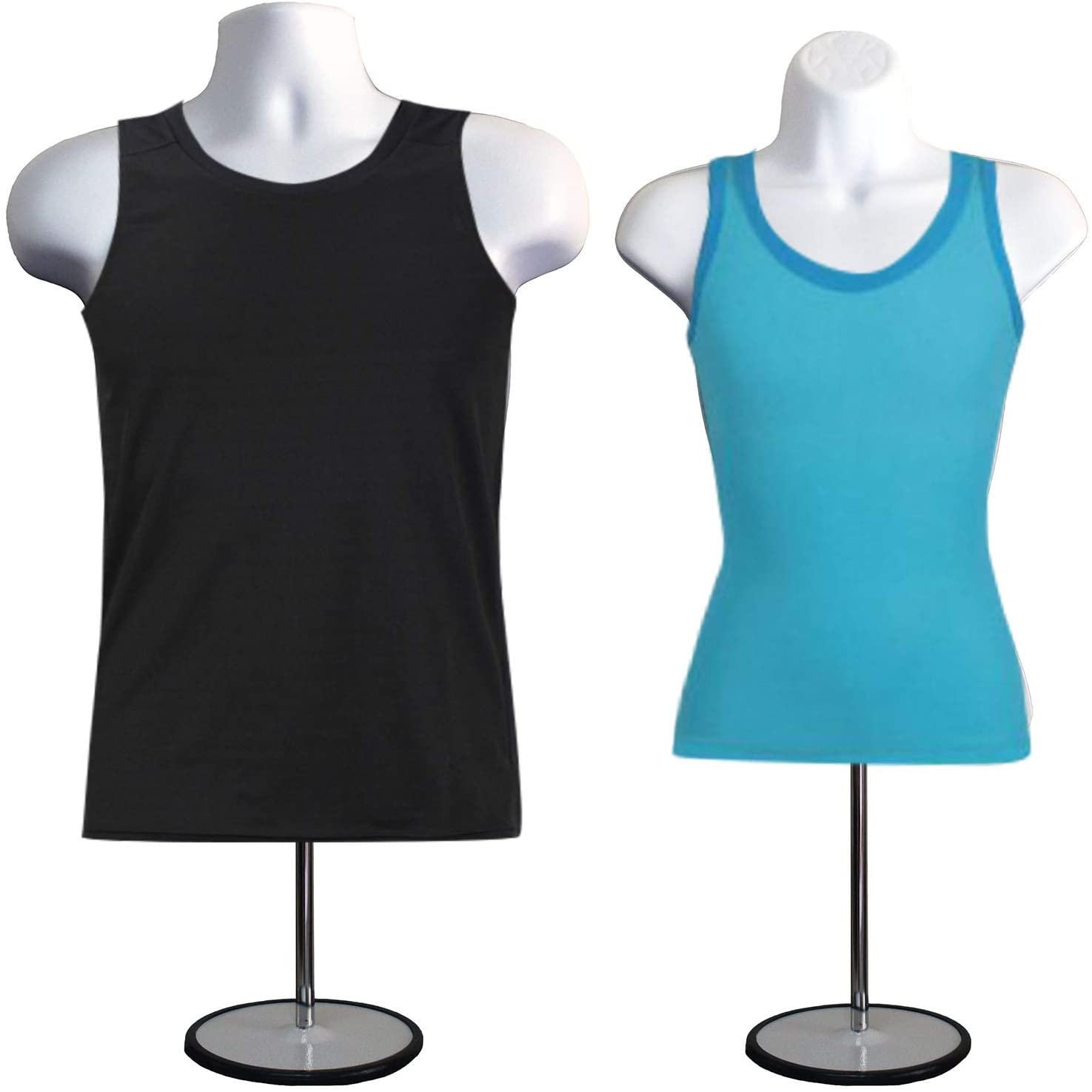 White Male + Female Mannequin Torso Set: With Adjustable Metal Stand - Etsy