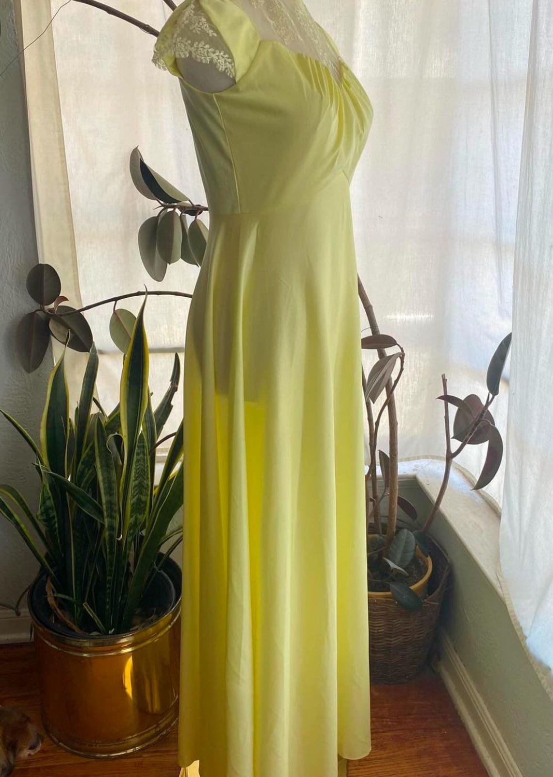 Vintage 70s Lemon Cello Maxi Dress - Etsy