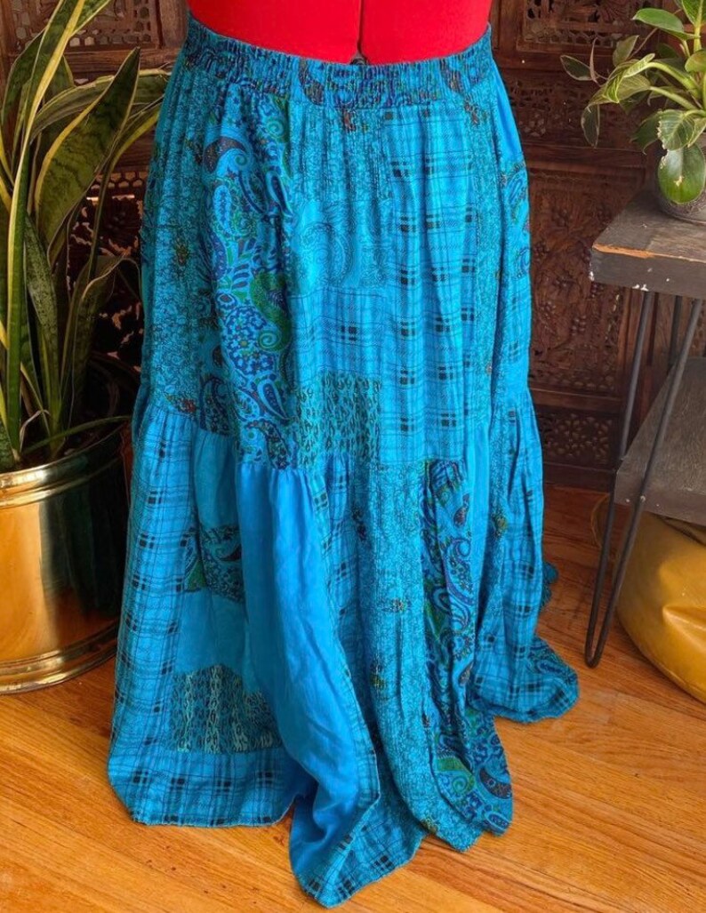 Vintage 80s/90s Patchwork Midi Skirt by Carole Little Sport - Etsy