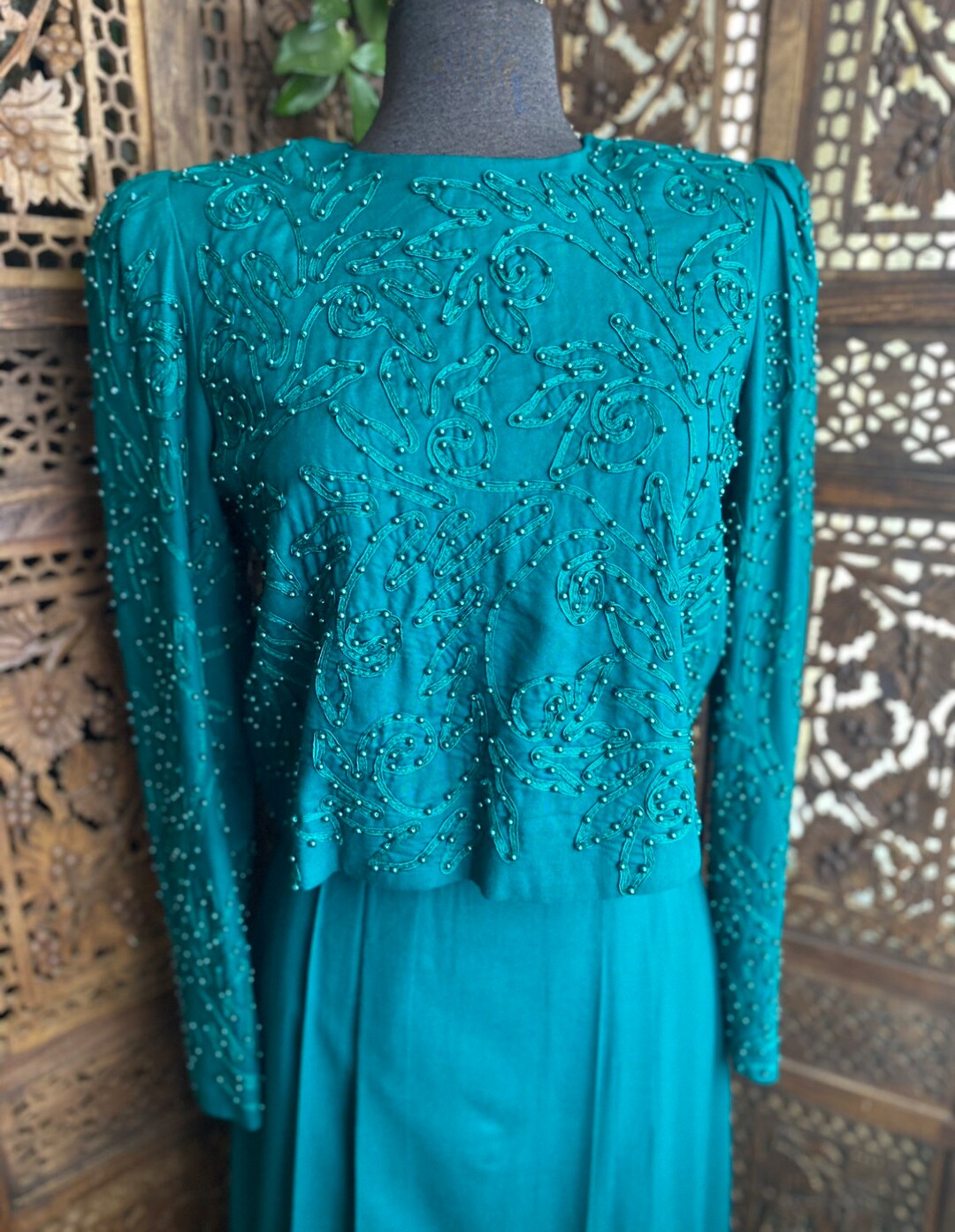 90s Teal Dress With Beaded/ropes Detail by Talbots - Etsy