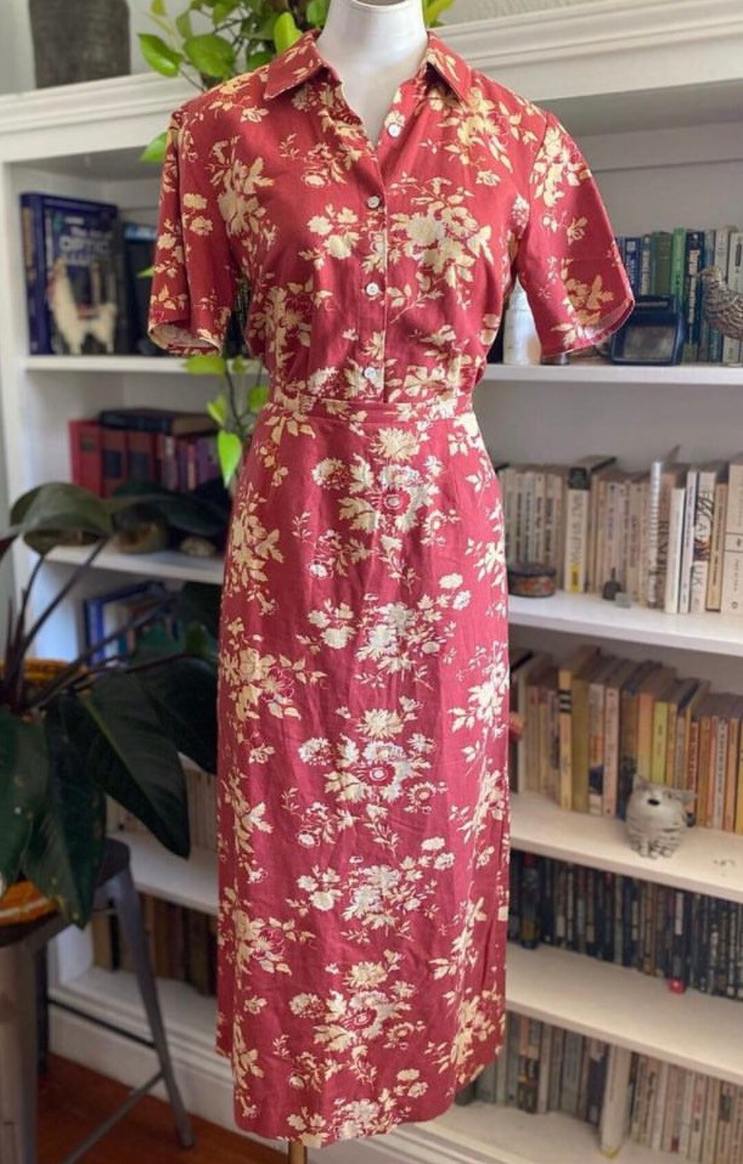 Vintage 90s Rusty Rouge Floral Skirt/shirt Set by Annex for - Etsy