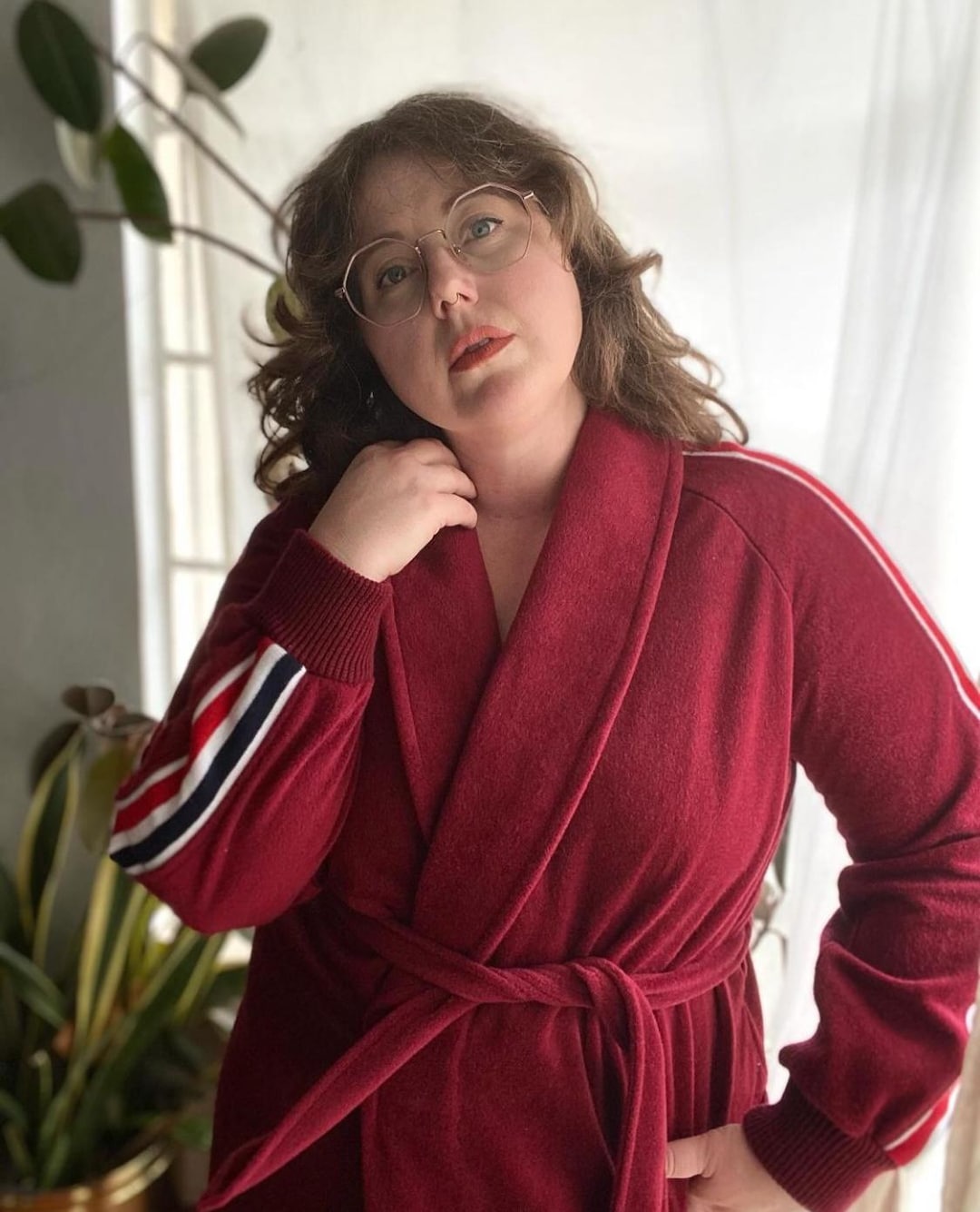 Rare Vintage 70s Burgundy Velvet/velore Robe With Knit Details by House ...