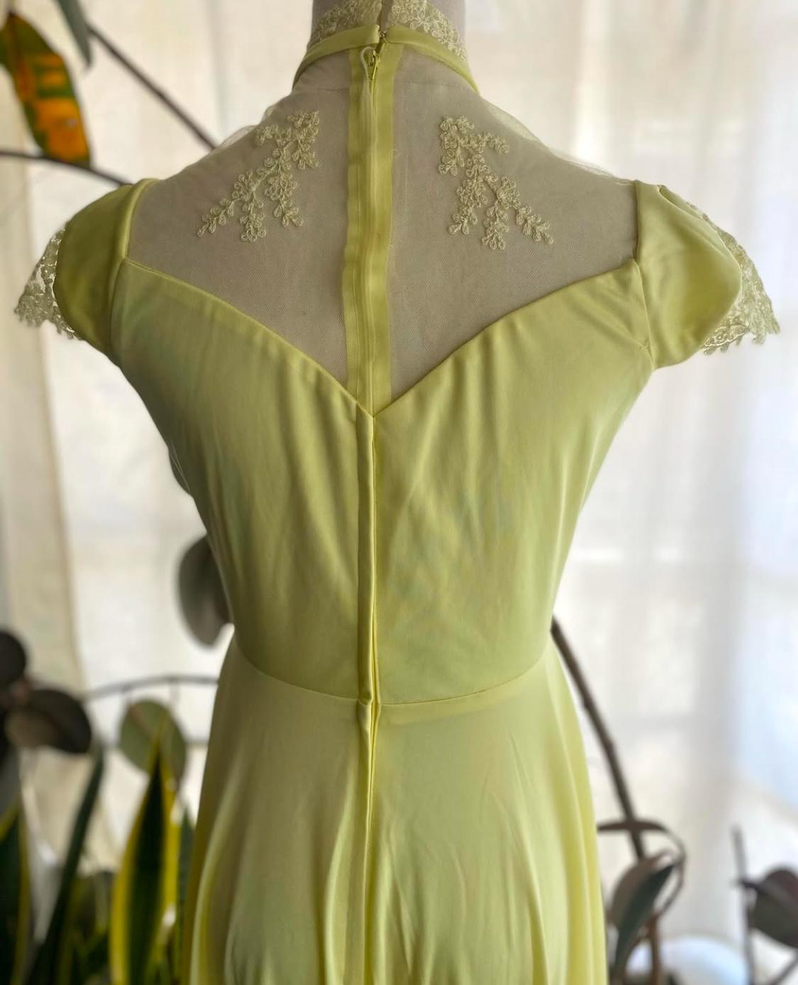 Vintage 70s Lemon Cello Maxi Dress - Etsy