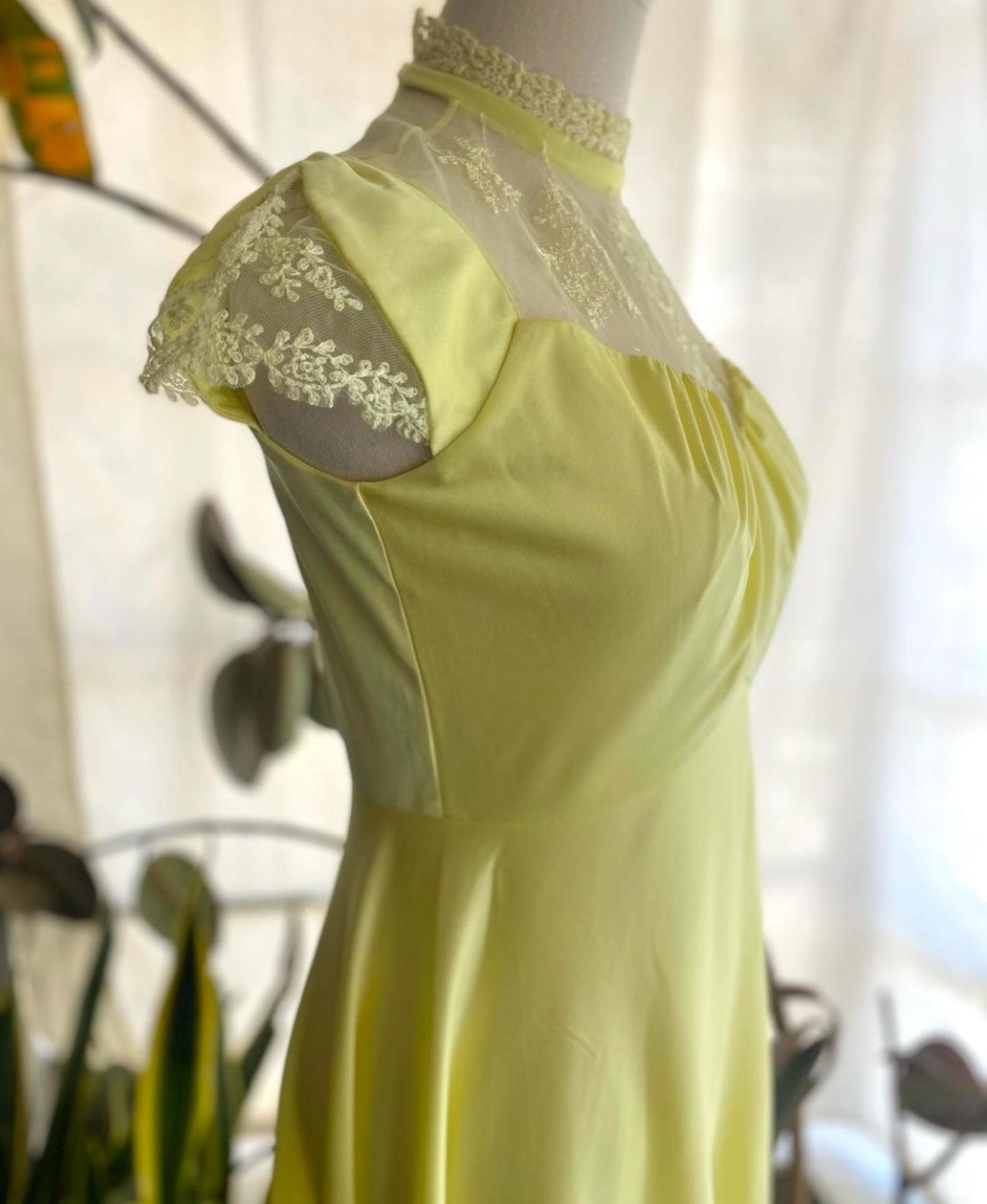 Vintage 70s Lemon Cello Maxi Dress - Etsy