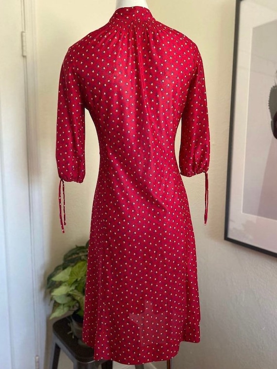 Vintage 1970s cranberry colored floral Dress by Lady … - Gem