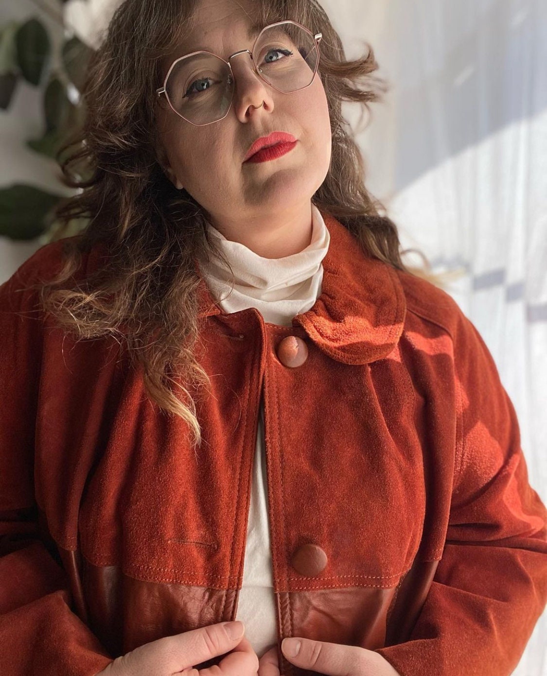 Rare Vintage 70s Suede and Patten Leather Midi Bell-shaped Trench With ...