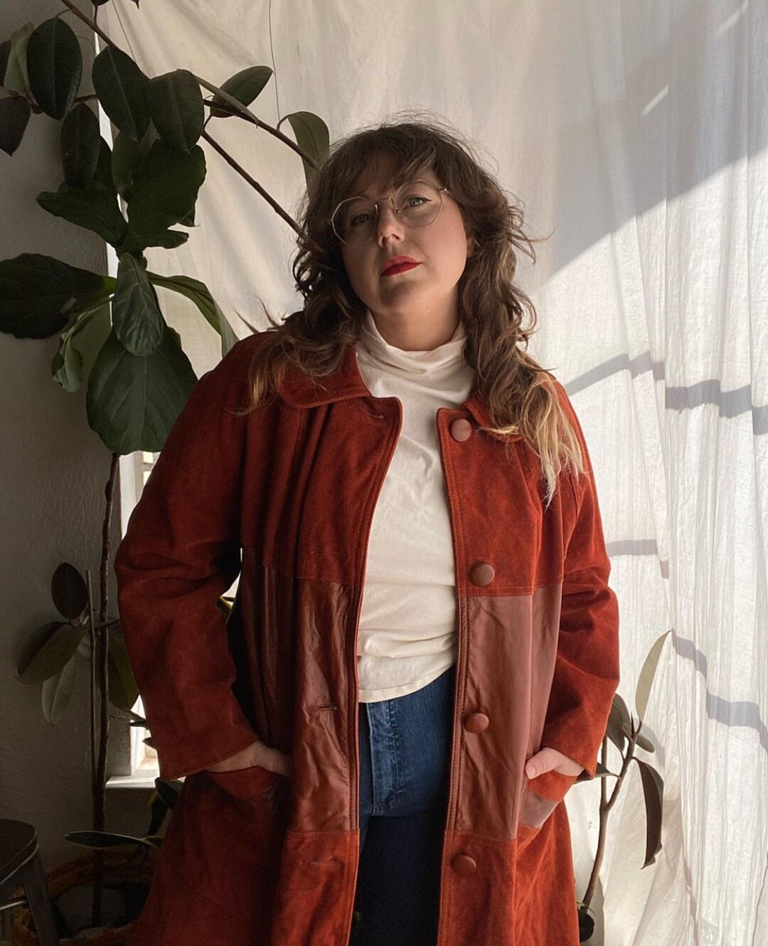 Rare Vintage 70s Suede and Patten Leather Midi Bell-shaped Trench With ...