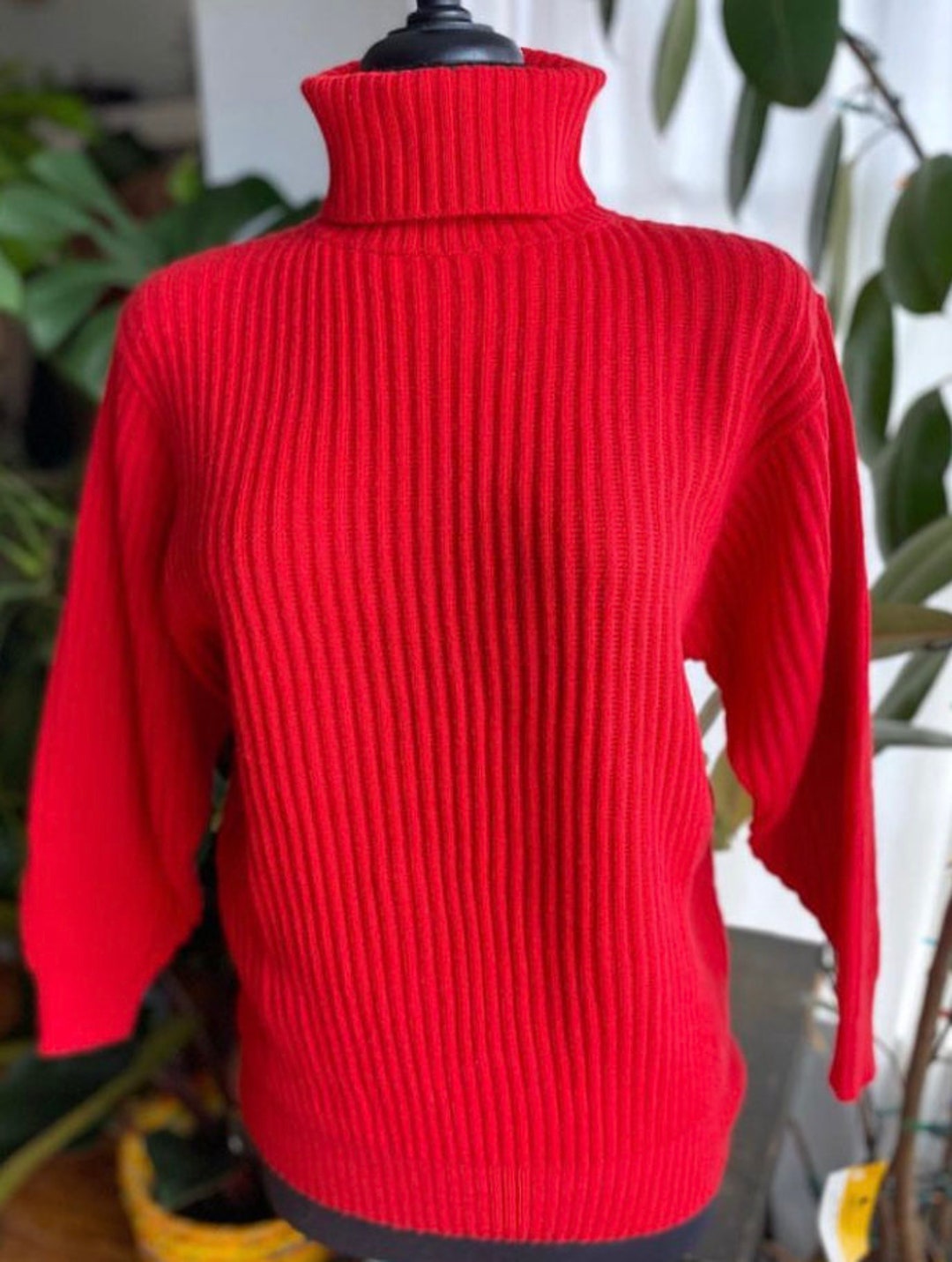 Vintage 80/90s Soft, Red Turtleneck With Ribbed Texture by Liz Sport - Etsy
