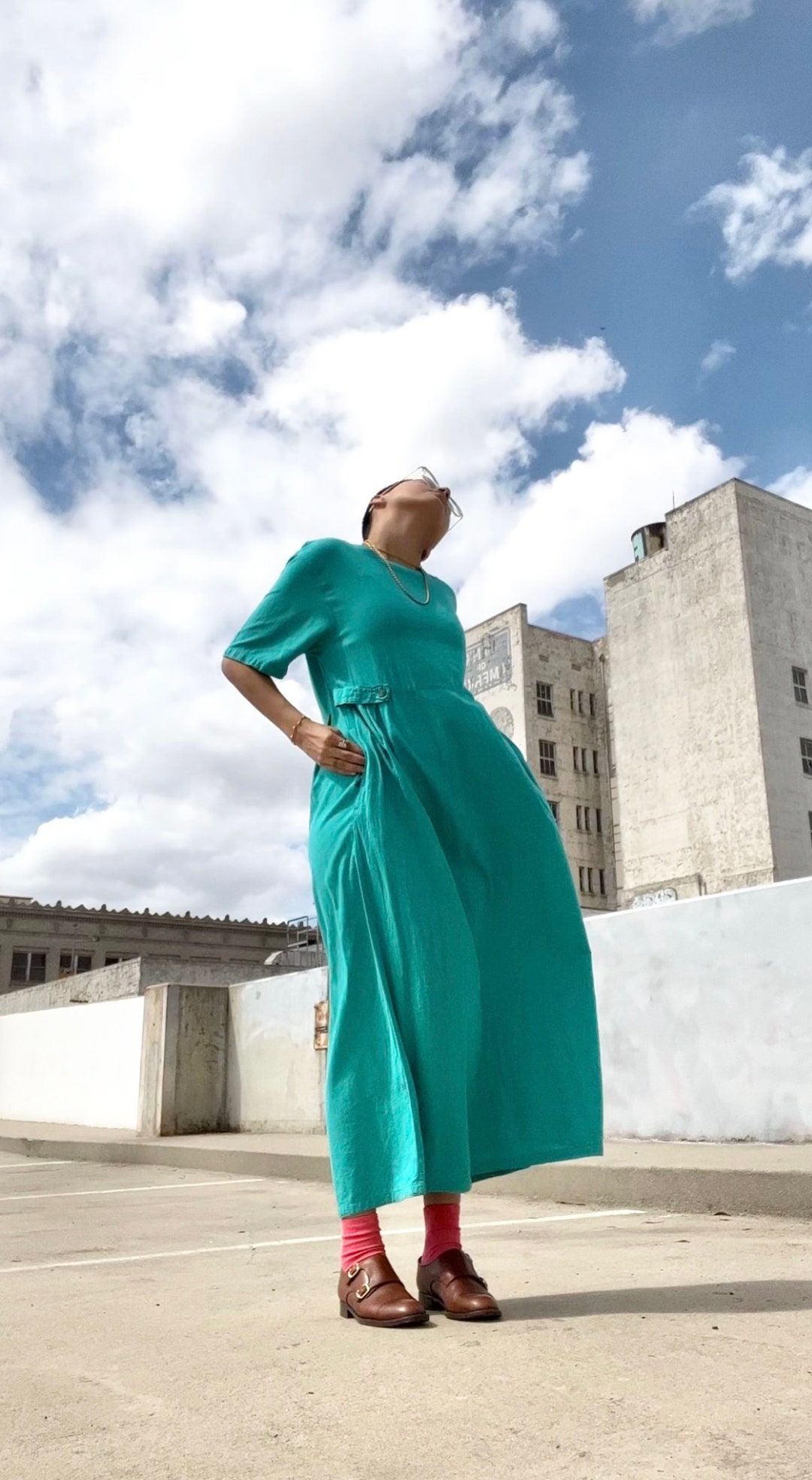 Vintage 90s Teal Cotton Shirt Dress by Color Me Mine - Etsy