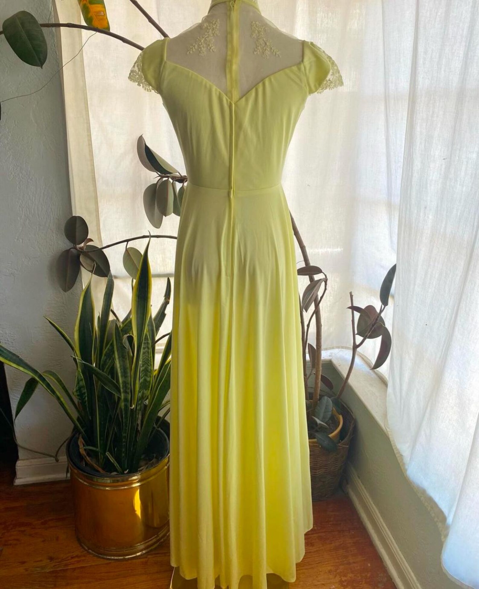 Vintage 70s Lemon Cello Maxi Dress - Etsy