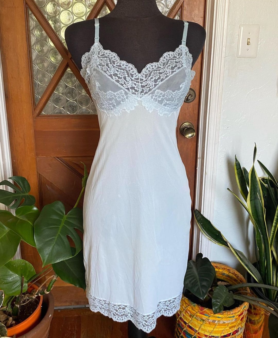 Vintage Pale Blue Nylon Slip With Lace Bust by Vassarette Hollywood - Etsy
