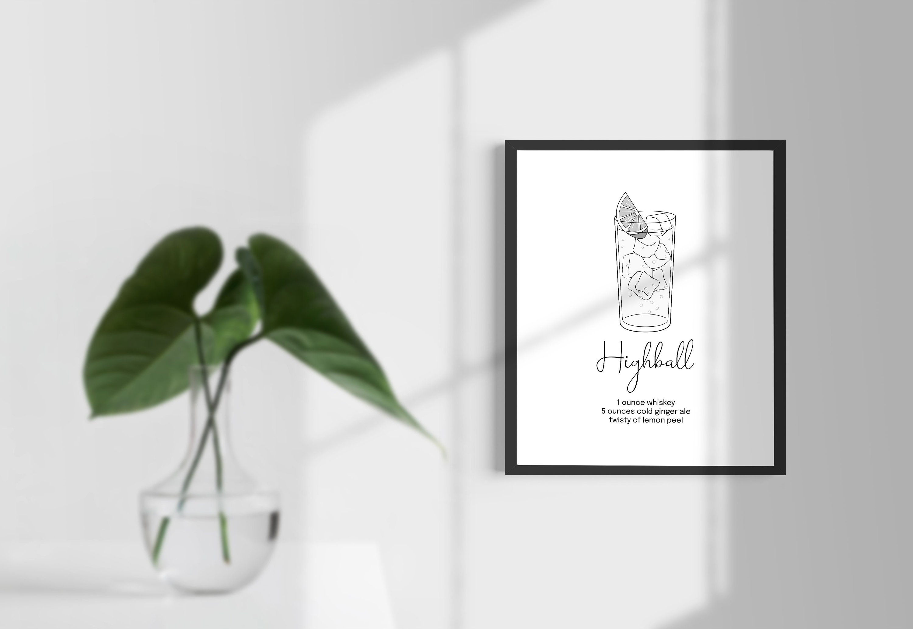 Printable Highball Cocktail Print. Drinks Print. Kitchen Art. Kitchen ...