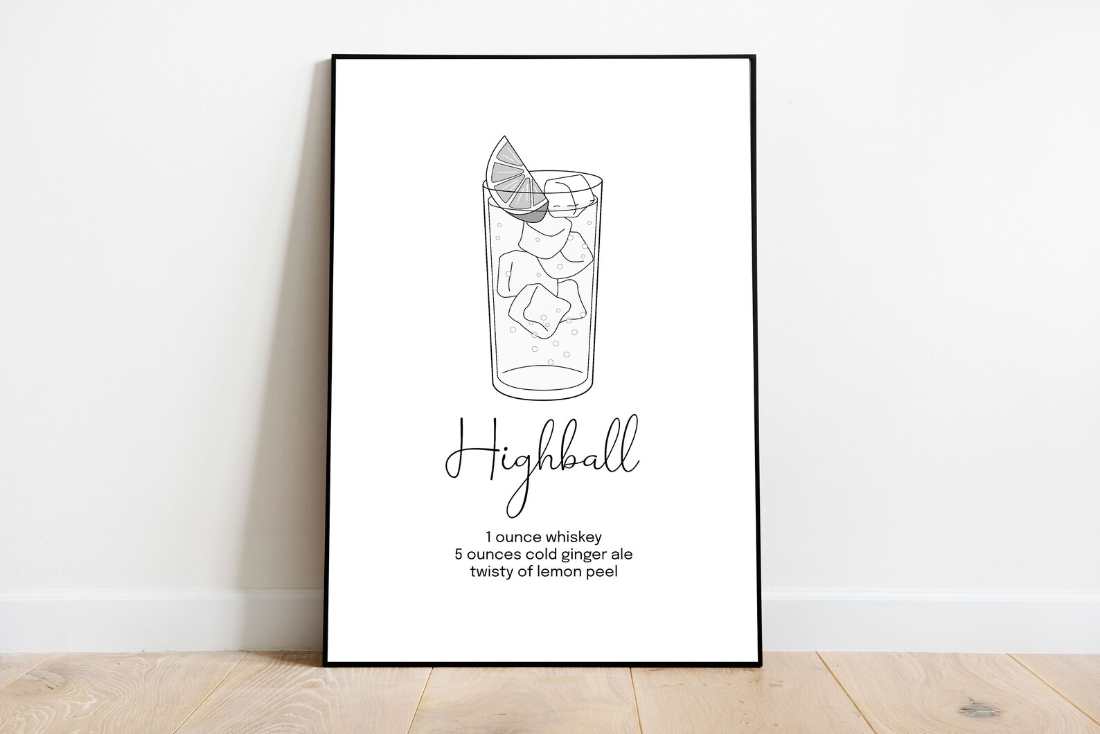 Printable Highball Cocktail Print. Drinks Print. Kitchen Art. Kitchen ...