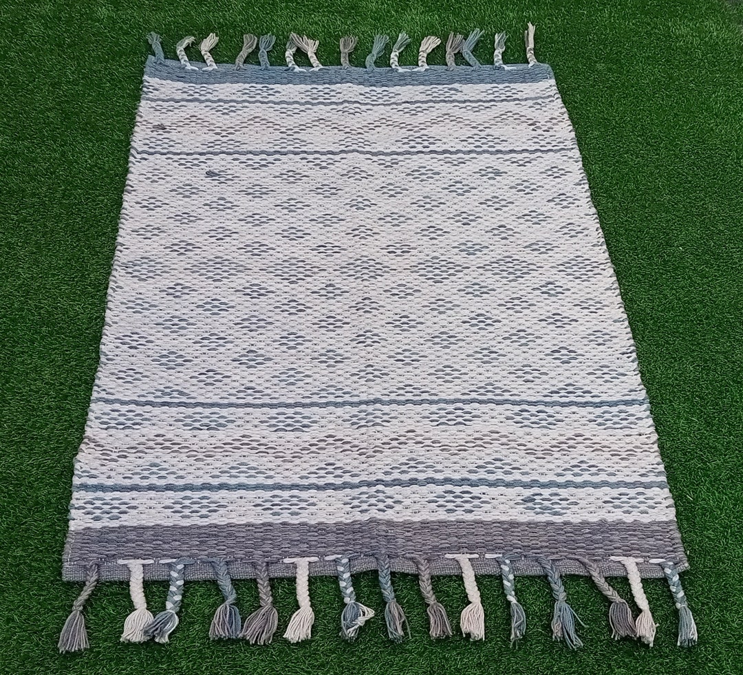90x150 Cm Wool Rug/indian Dari Rug/bold Geometric Pattern Handmade Rug ...
