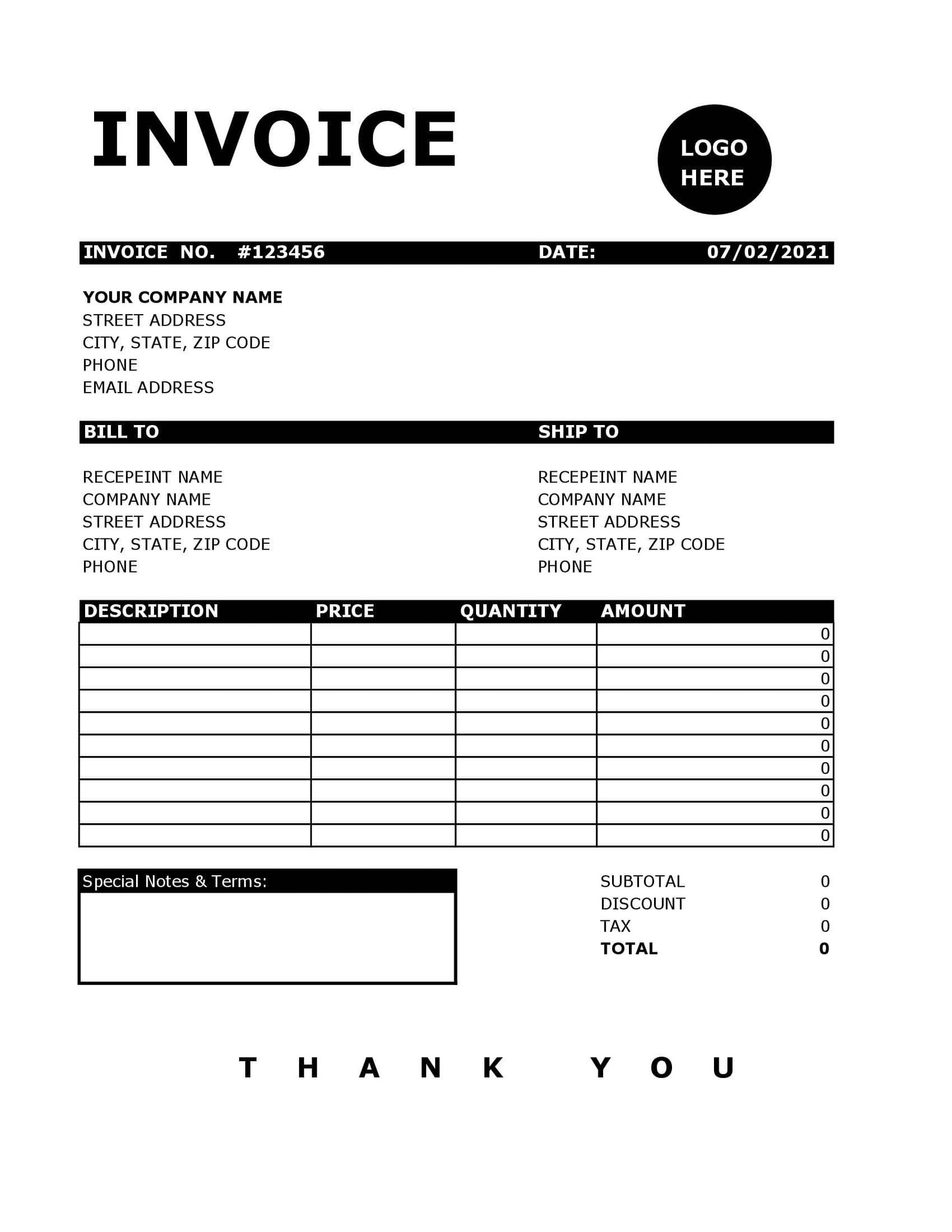 Digital Excel Invoice Template Editable Instant Download | Etsy