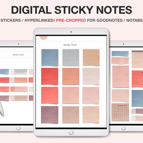 12 Neutral Sticky Notes Ipad Sticky Note Digital Planner | Etsy