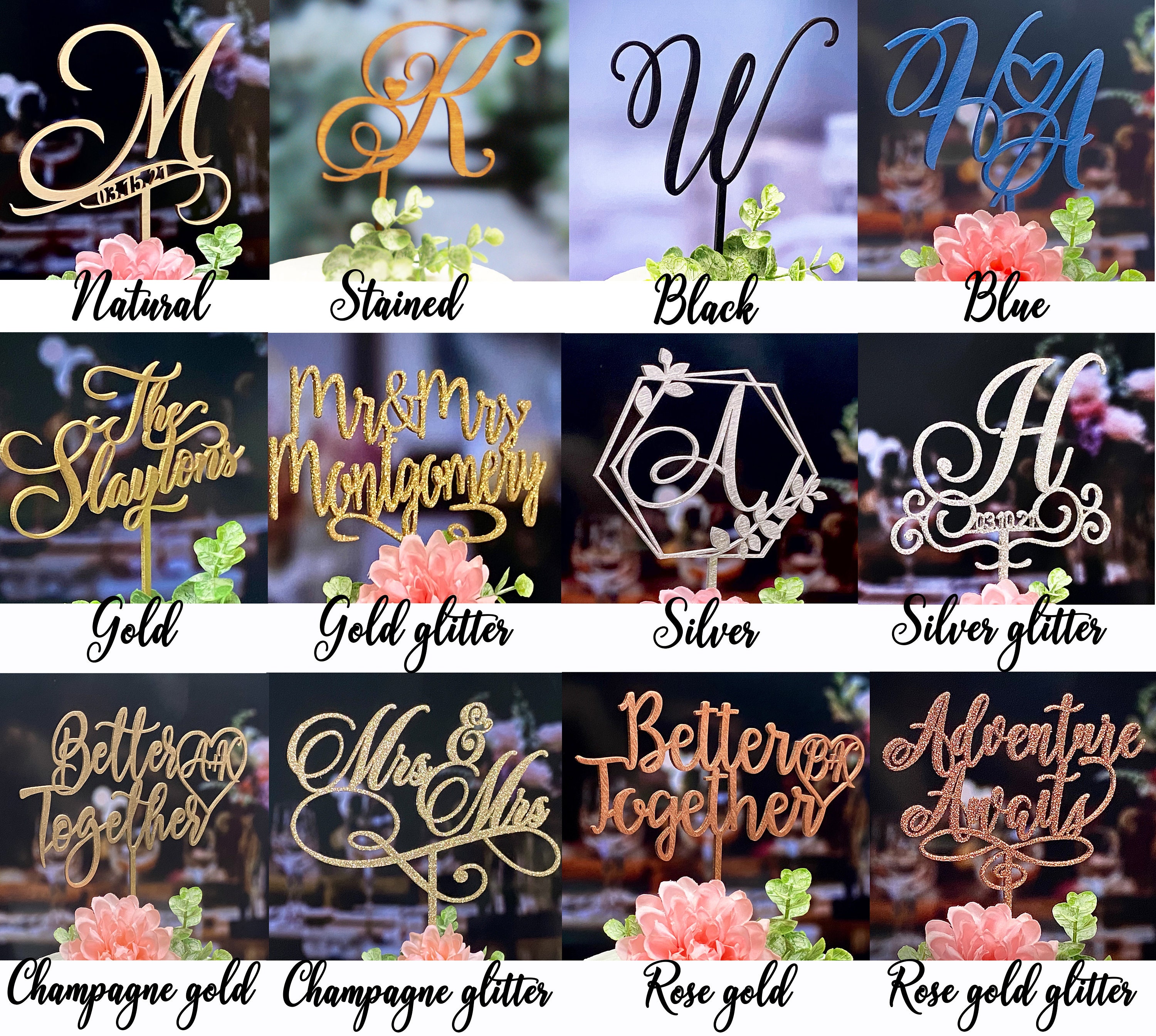 Wedding Cake Topper Monogram Cake Topper Custom Cake Topper - Etsy