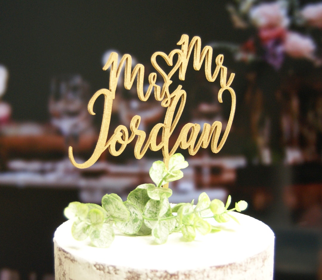 Wedding Cake Topper, Name Cake Topper, Custom Cake Topper, Gold Cake ...