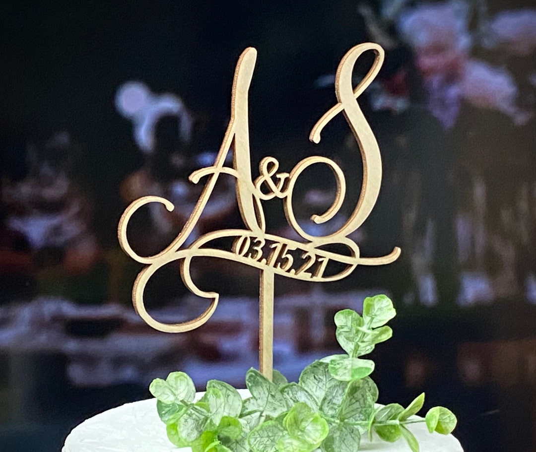 Custom Initial Wedding Cake Topper: Rustic Personalized Wood - Etsy