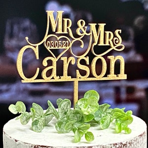 Wedding Cake Topper, Name Cake Topper, Custom Cake Topper, Gold Cake ...