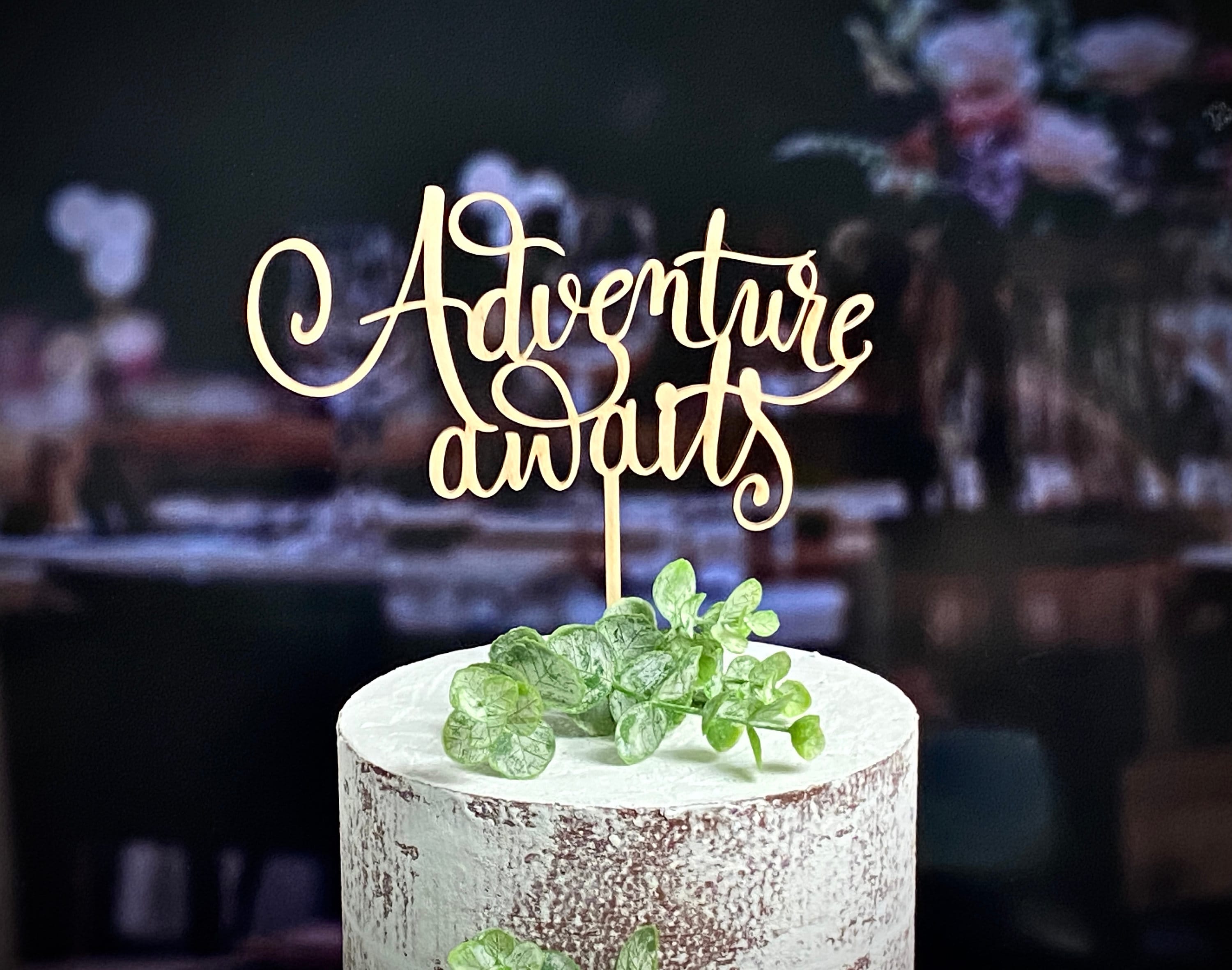 Wedding Cake Topper Adventure Awaits Topper Custom Topper - Etsy