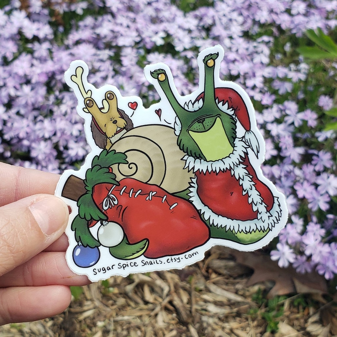 Grumpy Xmas Snail Vinyl Sticker - Etsy