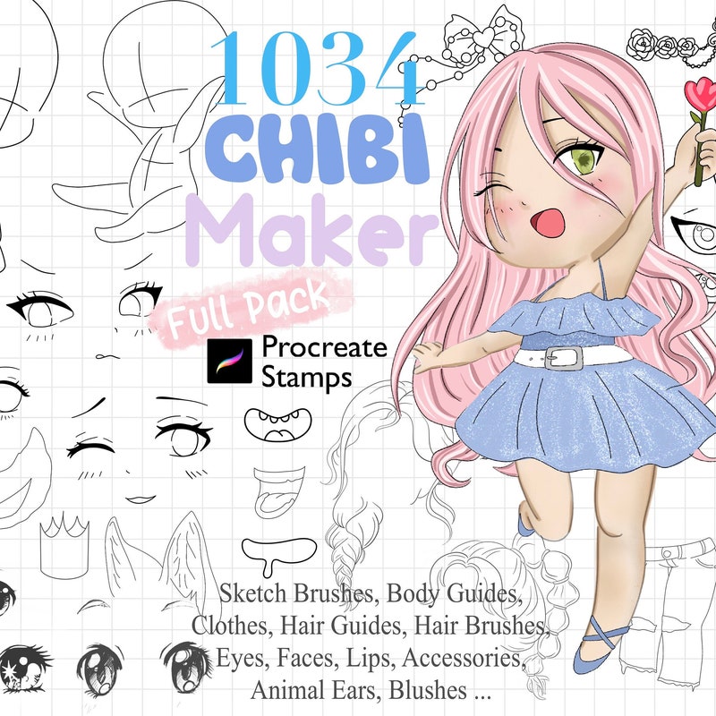 Procreate Chibi Stamps - Etsy