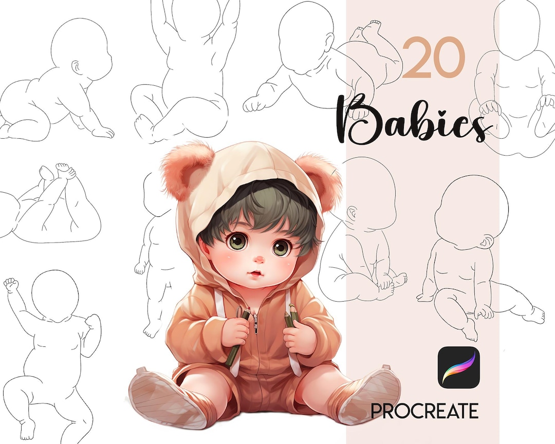 Procreate Babies Stamps Procreate Baby Poses Stamp Procreate Baby ...