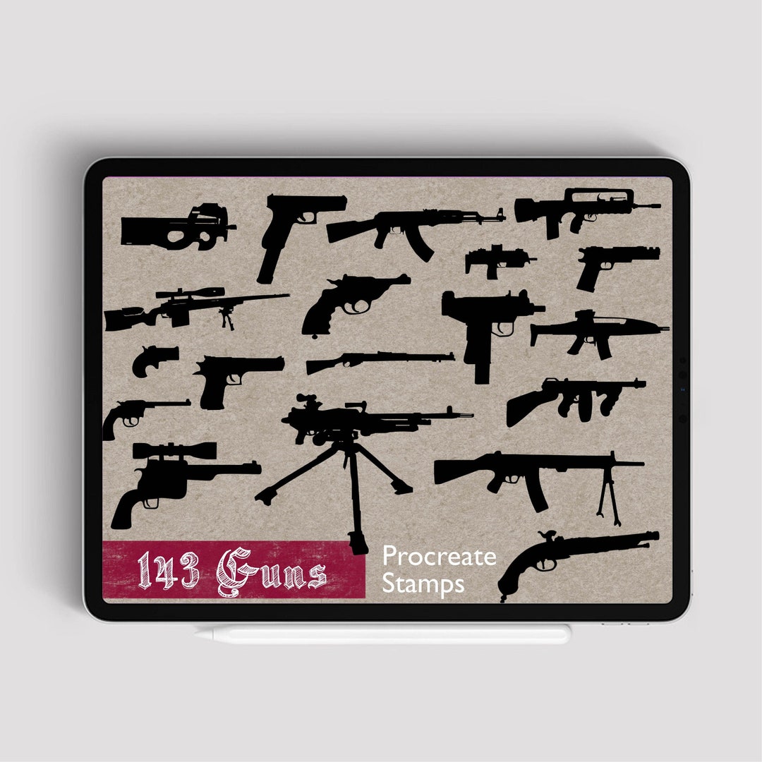140 Procreate Gun Stamps Military Weapon Brushes Procreate Guns ...