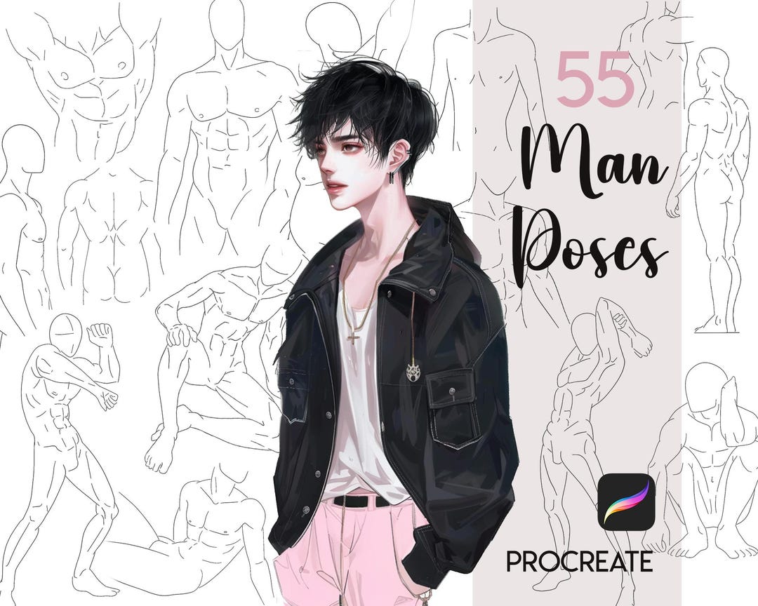 Procreate Man Poses Stamp Procreate Anime Boy Stamp Procreate Man Body ...