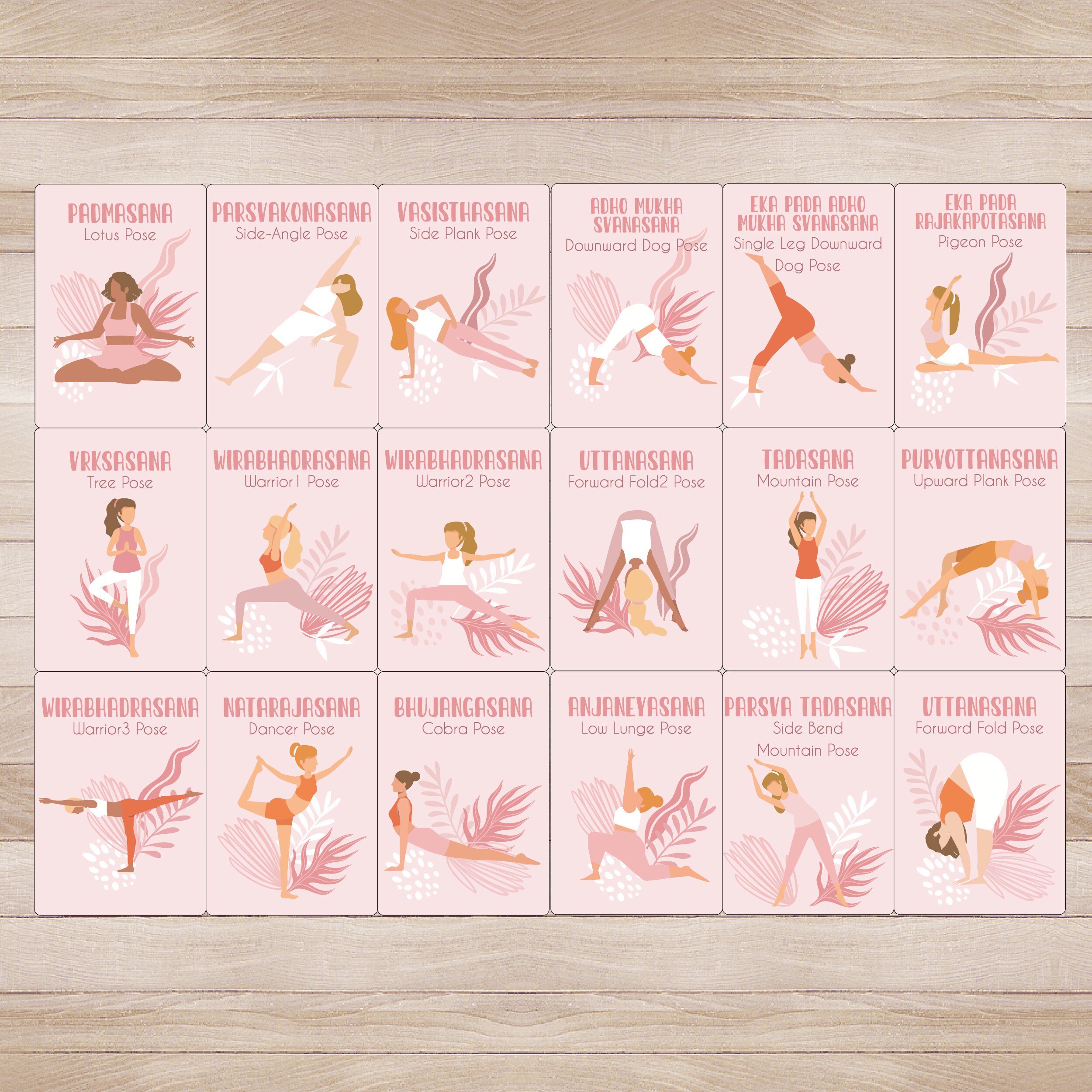 36 Flashcards Yoga Poses With Sanskrit Names Printable Yoga - Etsy UK