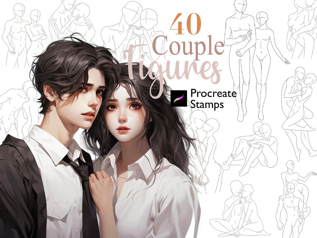 40 Procreate Couple Figures Stamps Couple Pose Brush Procreate Body ...