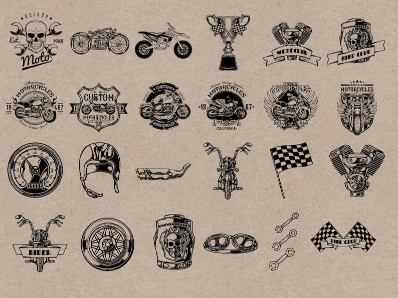 71 Procreate Motor Club Stamps: Biker Tattoo Brushes (digital Download ...