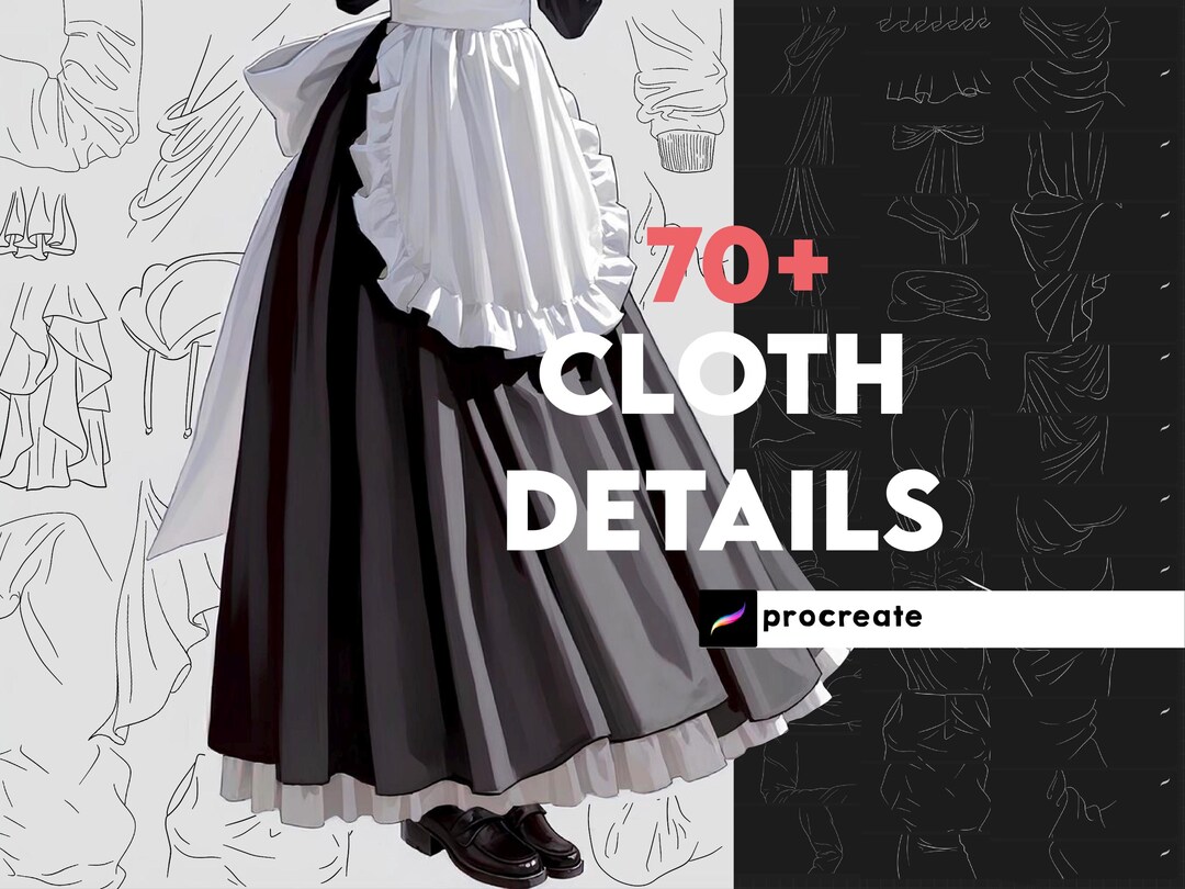 Procreate Clothes Fold Stamps 70 Procreate Anime Cloth Detail Fabric ...