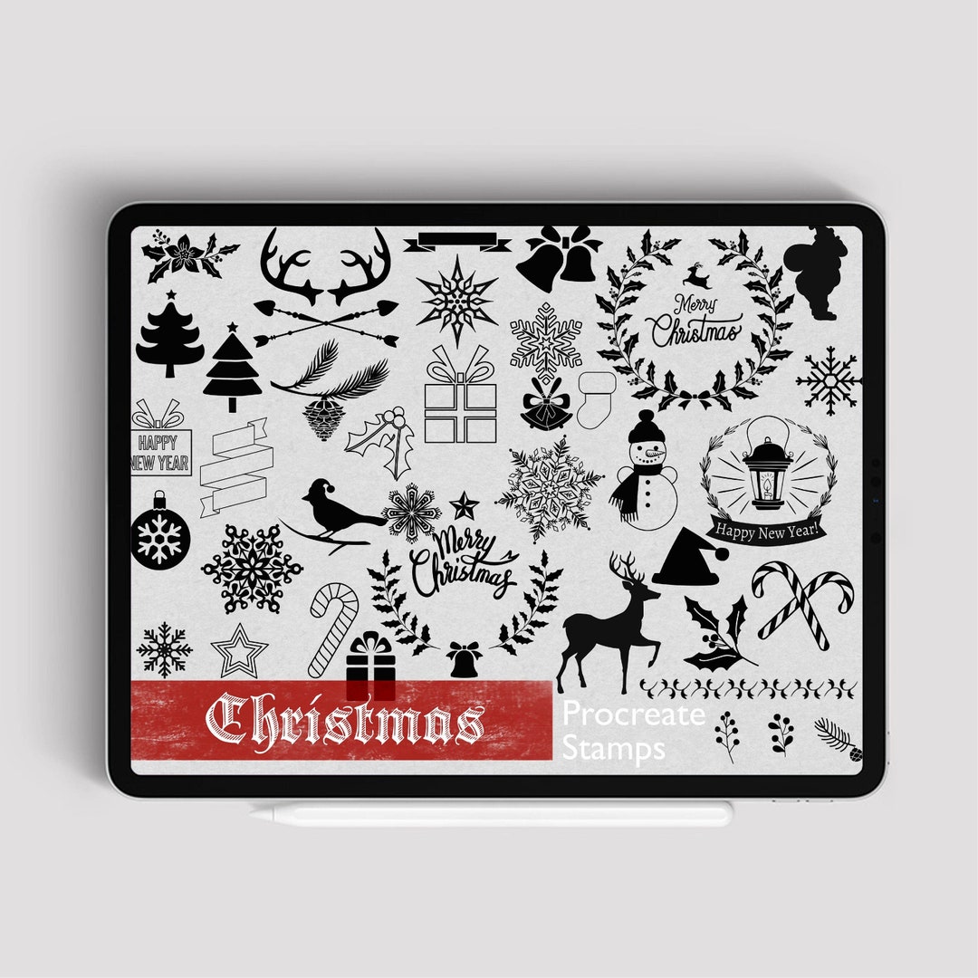 72 Procreate Christmas Theme Stamp, Noel Brushes, Xmas Ornate Stamps ...