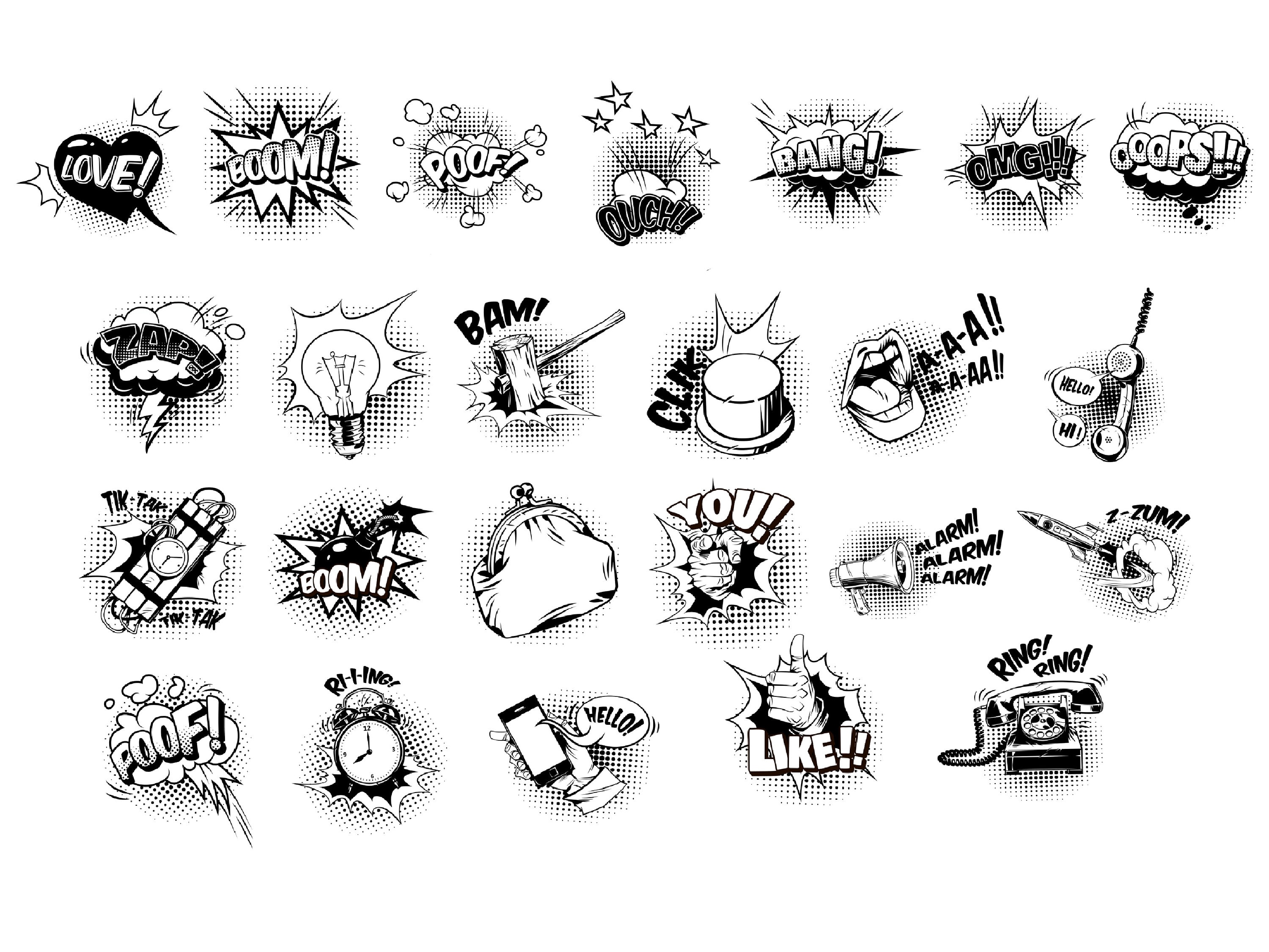 50 Procreate Comics Speech Bubbles Stamps Comics Book Maker Etsy