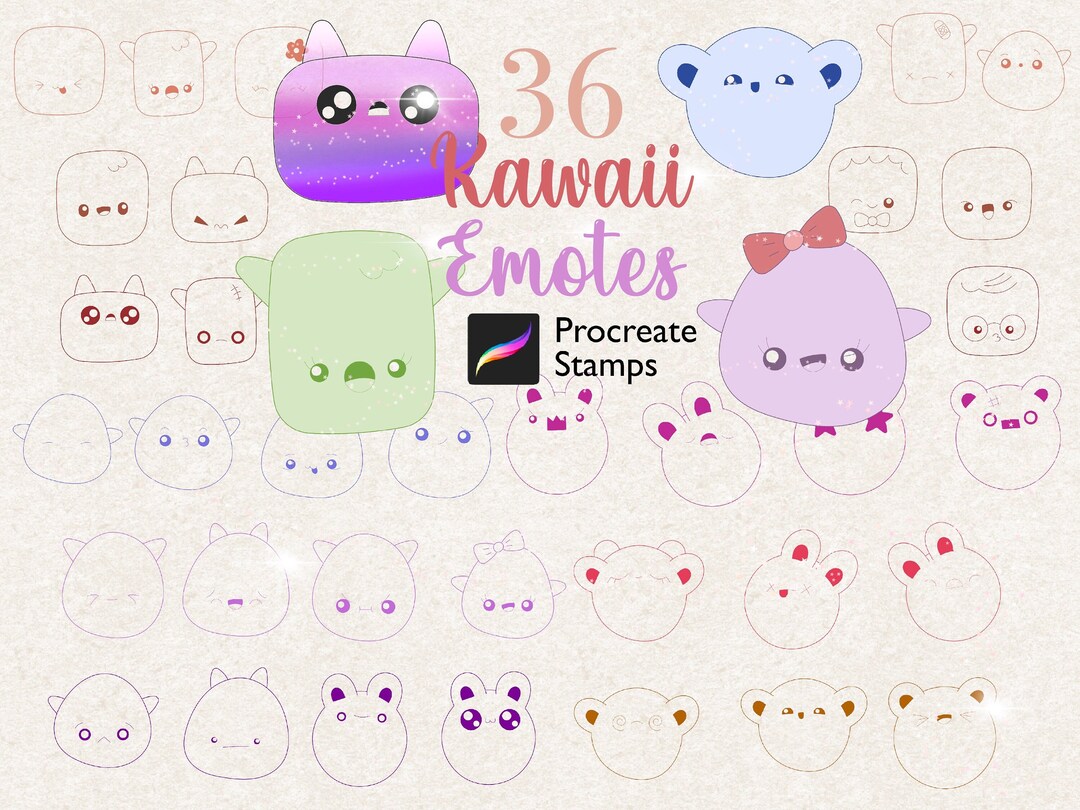 Procreate Kawaii Emotes Stamps Procreate Kawaii Creator Guides ...