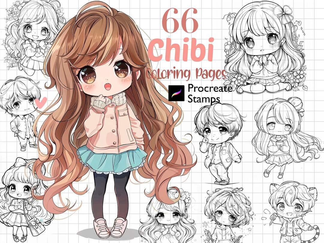 Procreate Chibi Stamp Procreate Chibi Poses Stamps Procreate Chibi Base ...
