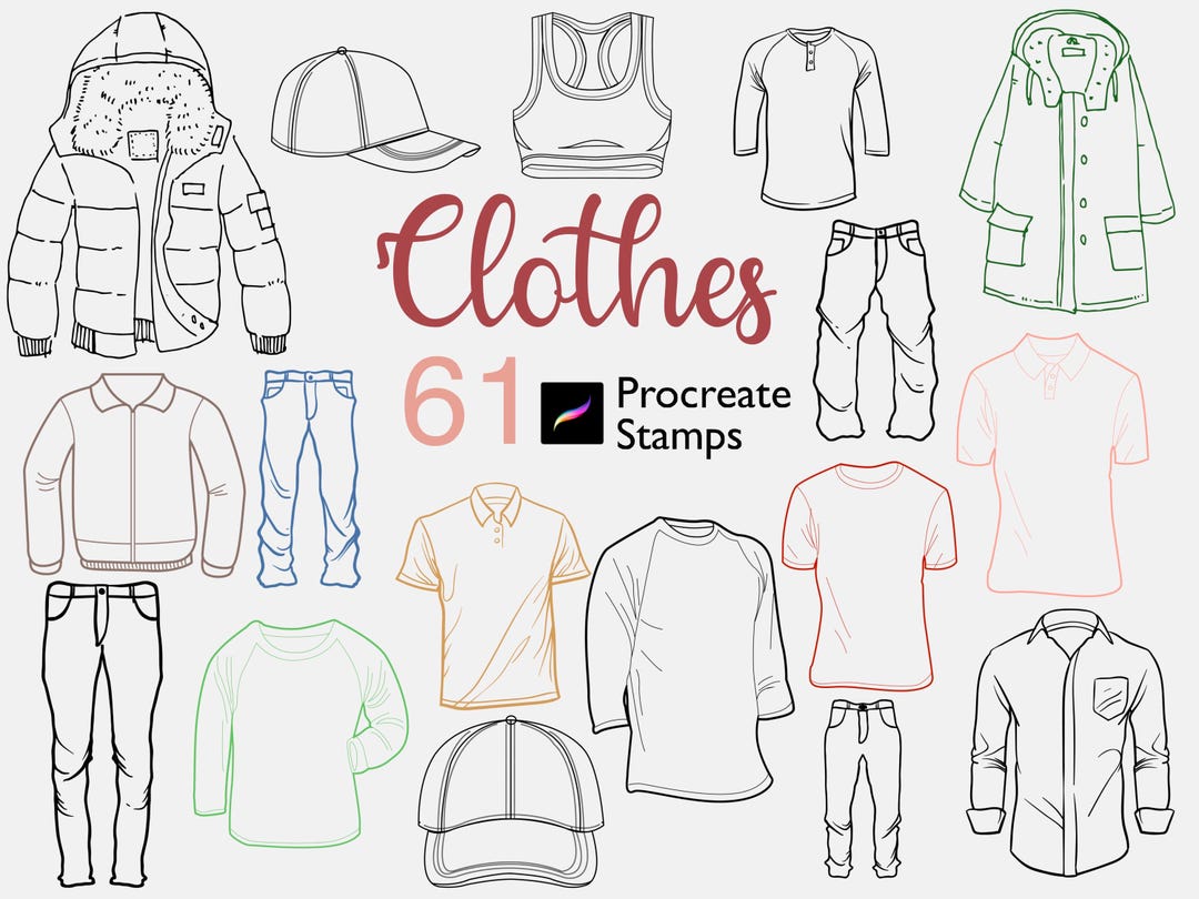 Procreate Clothes Stamps : Anime Clothing Manga Streetwear Brush Set - Etsy