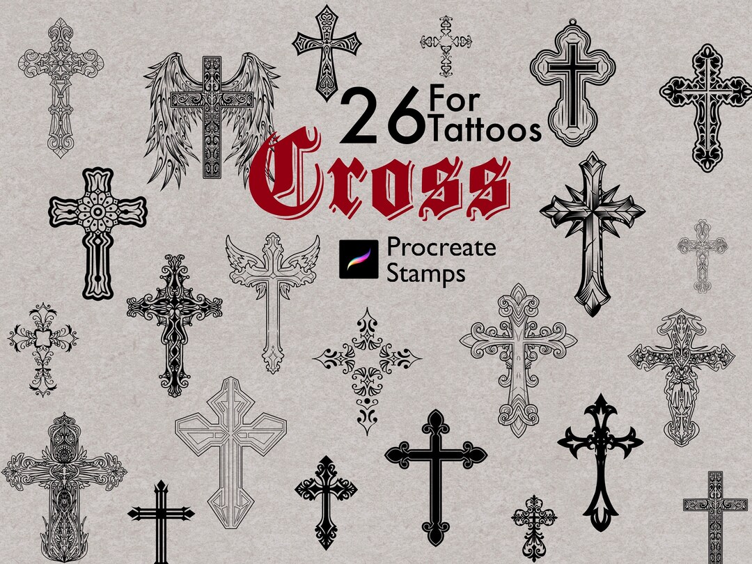 26 Procreate Cross Stamps: Tattoo Design Brush Pack (digital Download ...